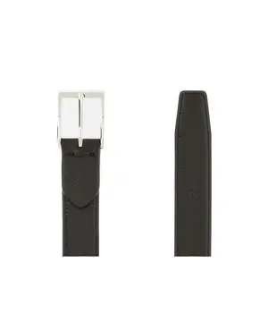 Hogan Leather Belt With Metal Buckle - Grey