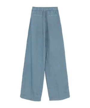 FAY Elastic Waist Drawstring Wide Leg Pants - Blue