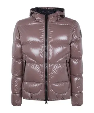 Herno Zip-up Hooded Down Jacket With Glossy Finish