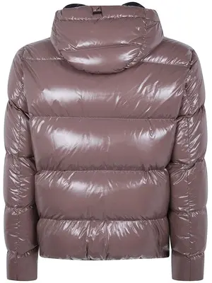 Herno Zip-up Hooded Down Jacket With Glossy Finish