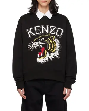 Kenzo Varsity Jungle Tiger Crewneck Sweatshirt - Black