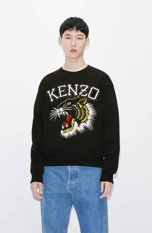 Kenzo Varsity Jungle Tiger Crewneck Sweatshirt - Black