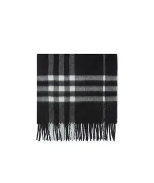 Burberry Checked Fringed-edge Scarf - Black/plain White