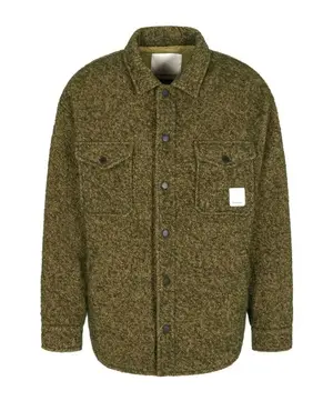 Emporio Armani Curved Hem Logo Patch Shirt Jacket - Green