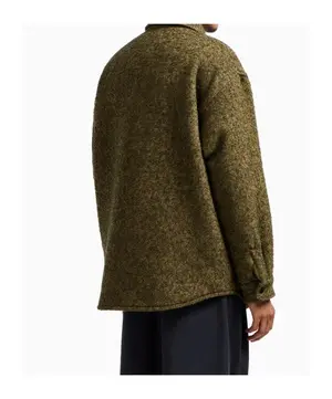 Emporio Armani Curved Hem Logo Patch Shirt Jacket - Green