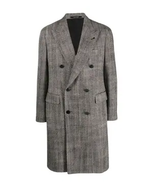 Tagliatore Double-breasted Herringbone Pattern Coat - Gray