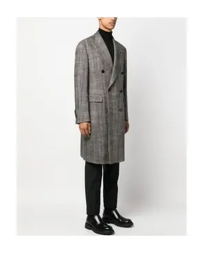 Tagliatore Double-breasted Herringbone Pattern Coat - Gray