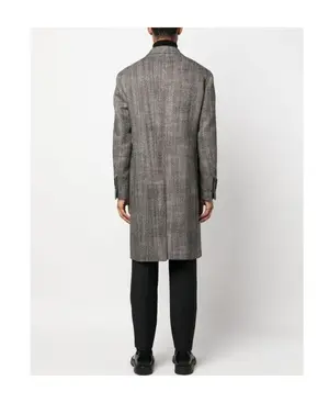 Tagliatore Double-breasted Herringbone Pattern Coat - Gray