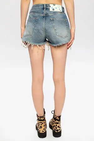 Off-White Raw Edge Hem Denim Shorts