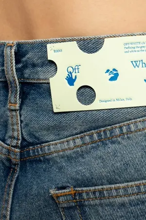 Off-White Raw Edge Hem Denim Shorts