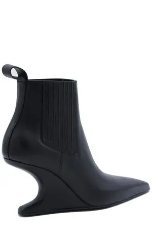 Rick Owens Pointed Toe Ankle Boots With Sculptural Heel