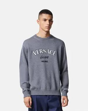 Versace Logo-embroidered Crewneck Jumper