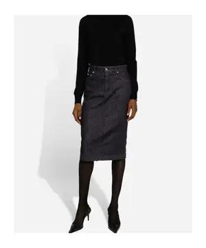 Dolce & Gabbana Buttoned Denim Pencil Skirt
