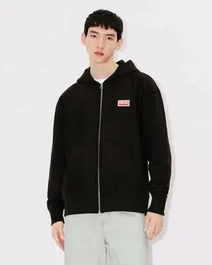 Kenzo Logo Embroidered Zip-up Hooded Jacket