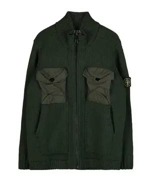 Stone Island Logo Patch Cargo Pocket Cardigan