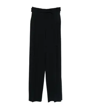 Emporio Armani Pleated Detailed Straight Leg Trousers - Black