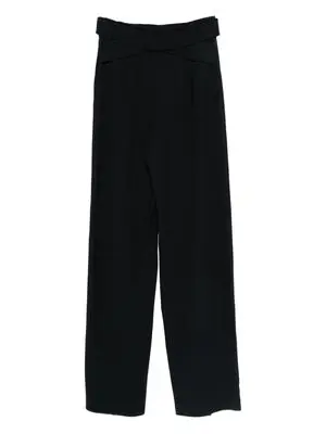 Emporio Armani Pleated Detailed Straight Leg Trousers - Black