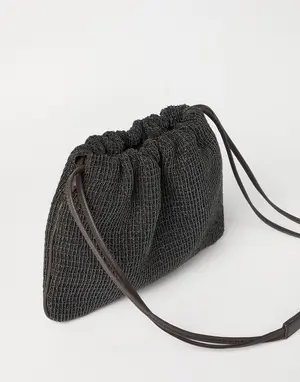 Brunello Cucinelli Precious Net Embroidery Clutch Bag With Drawstring Closure And Shoulder Strap