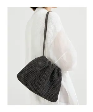 Brunello Cucinelli Precious Net Embroidery Clutch Bag With Drawstring Closure And Shoulder Strap