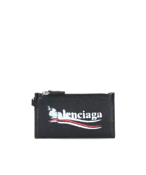 Balenciaga Logo Printed Keyring Cardholder - Black