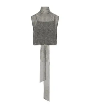 Gucci Sleeveless Bow Detail Blouse - Grey