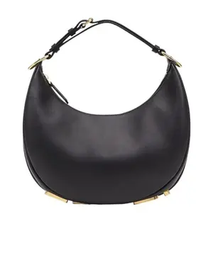 Fendi Graphic Logo Plaque Small Shoulder Bag - Black