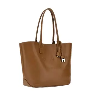 Hogan Small Leather Tote Bag With Removable Pouch - Brown