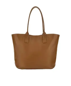 Hogan Small Leather Tote Bag With Removable Pouch - Brown