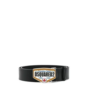 Dsquared2 Logo Enamel Buckle Belt - Black