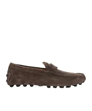 TOD'S Suede T-buckle Loafers - Brown