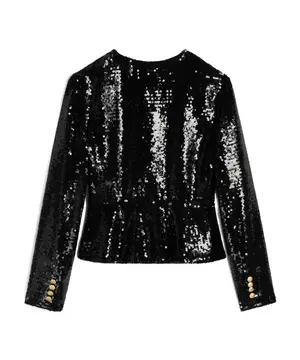 Celine Embroidered Chelsea Jacket In Silk Muslin - Black