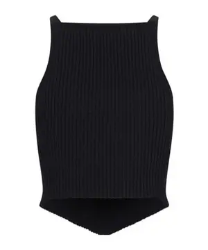 COURREGES Pointy Rib-knit Tank Top - Black