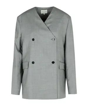 LOULOU STUDIO V-neck Double-breasted Suit Jacket - Gray