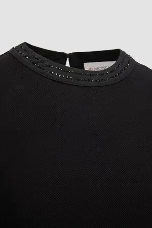 Moncler Rhinestone Embellished Cotton Piquet Polo Dress