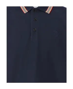 Burberry Logo Embroidered Short Sleeved Polo Shirt - Black