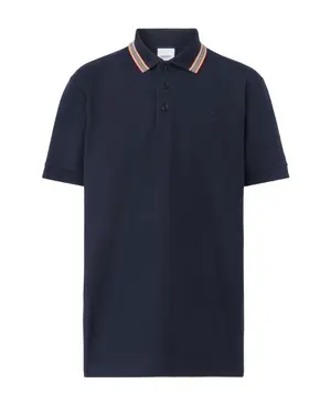 Burberry Logo Embroidered Short Sleeved Polo Shirt - Black
