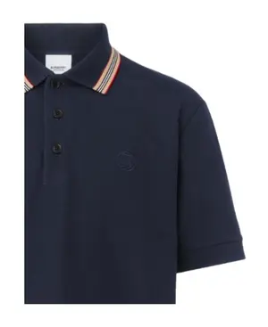 Burberry Logo Embroidered Short Sleeved Polo Shirt - Black