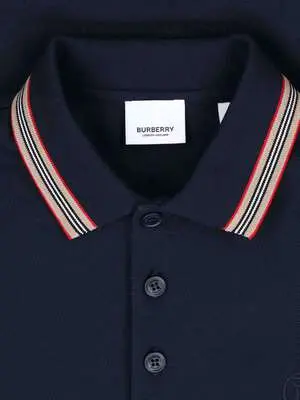 Burberry Logo Embroidered Short Sleeved Polo Shirt - Black