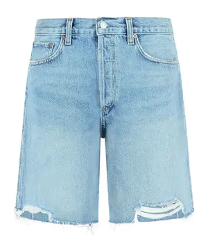 AGOLDE Indra Distressed Denim Shorts - Blue