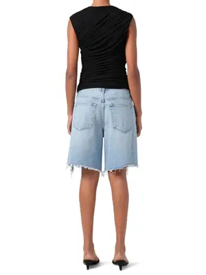 AGOLDE Indra Distressed Denim Shorts - Blue