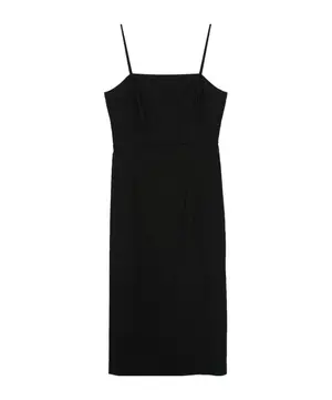 Theory Square Neck Sleeveless A-line Midi Dress - Black