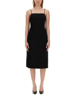Theory Square Neck Sleeveless A-line Midi Dress - Black