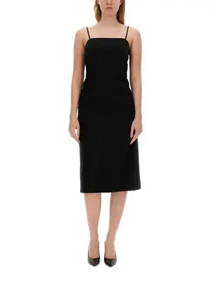 Theory Square Neck Sleeveless A-line Midi Dress - Black