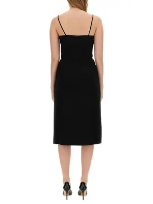 Theory Square Neck Sleeveless A-line Midi Dress - Black