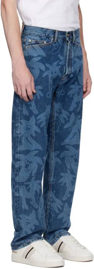 Palm Angels Allover Logo Printed Straight-leg Jeans