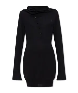 Attico Long Sleeve Hooded Mini Dress - Black