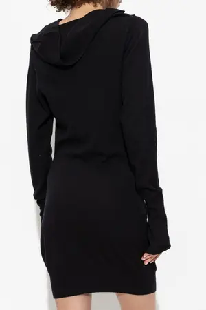 Attico Long Sleeve Hooded Mini Dress - Black