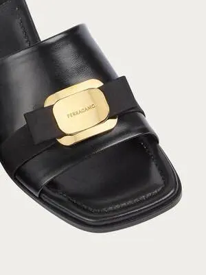 FERRAGAMO Logo Square Toe High Heel Sandals