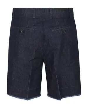 LANVIN Logo Denim Shorts With Belt Ring And Frayed Hem - Black