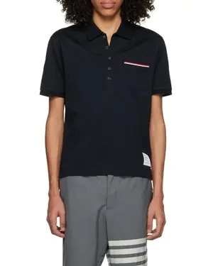 Thom Browne Rwb Short-sleeved Polo Shirt - Navy Blue